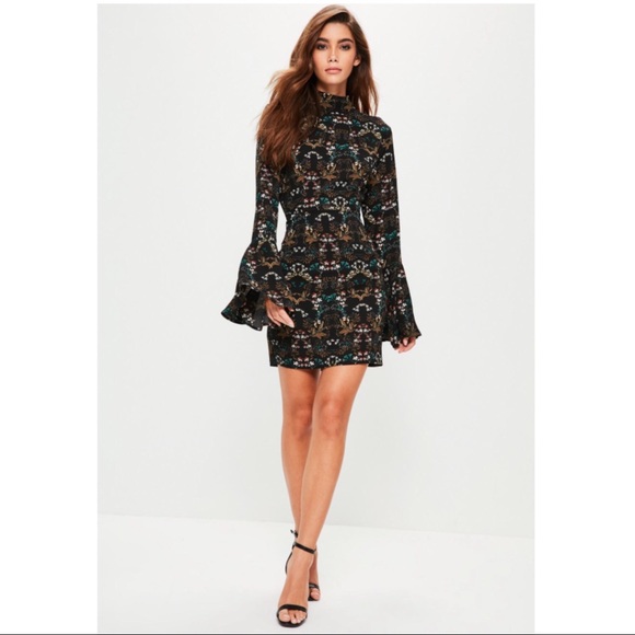 Missguided | Dresses | Missguided Bell Sleeve Backless Mini Dress ...